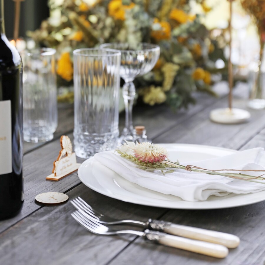 Set of White and Natural Dried Flower Place Settings| Lisa Angel