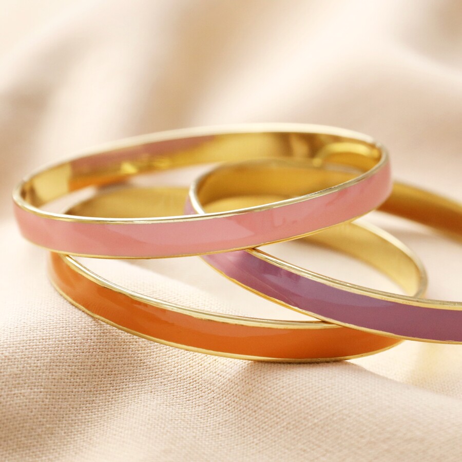 Lilac Enamel Slim Bangle in Gold | My Doris | Lisa Angel