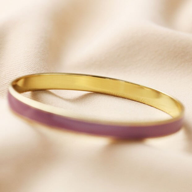 Lilac Enamel Slim Bangle in Gold | My Doris | Lisa Angel