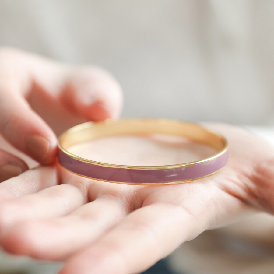 Lilac Enamel Slim Bangle in Gold | My Doris | Lisa Angel