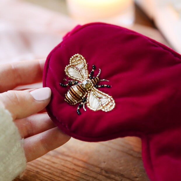 Velvet Magenta Bronze Bee Eye Mask | My Doris | Lisa Angel