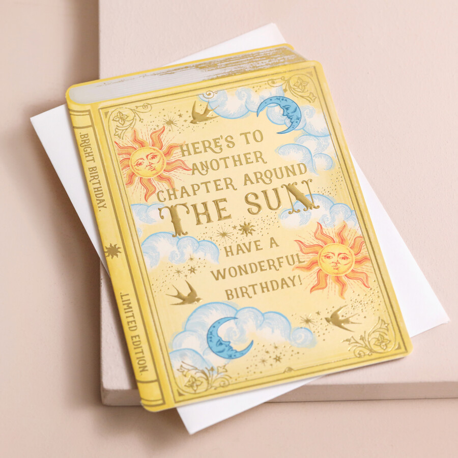 Vintage Novel Around the Sun Birthday Card | The Art File | Lisa Angel