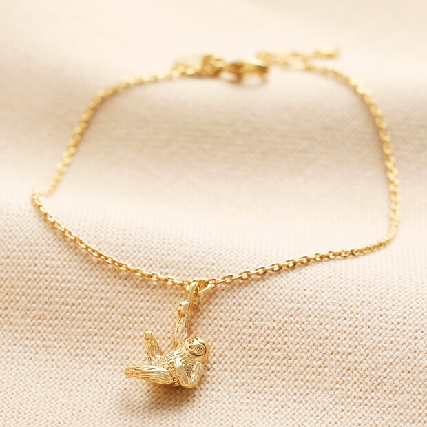 Hanging Sloth Bracelet in Gold | Jewellery | Lisa Angel