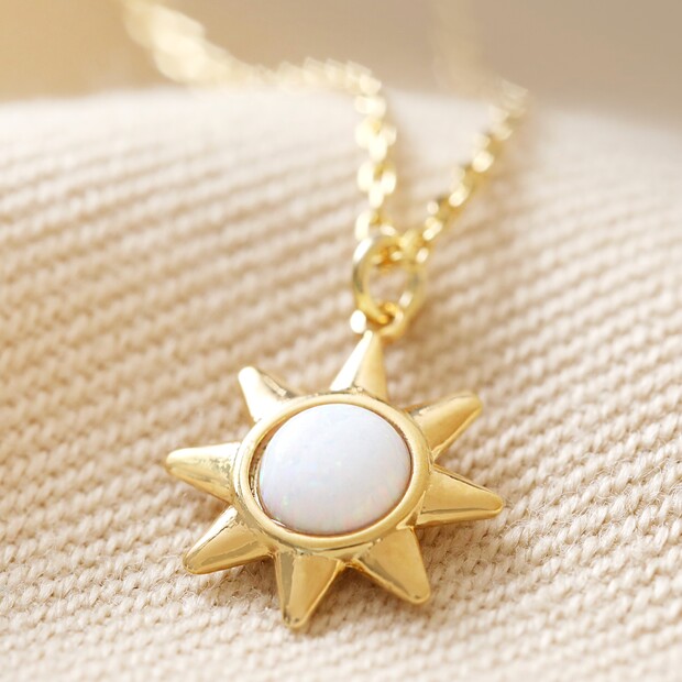 Opal Sun Pendant Necklace in Gold | Lisa Angel