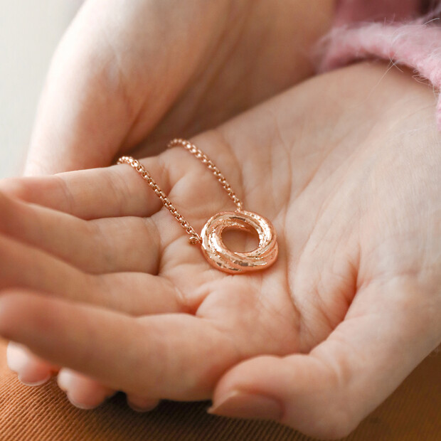 Rose Gold Molten Russian Ring Pendant Necklace | Lisa Angel