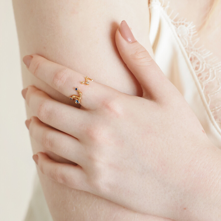 Adjustable Blue Crystal Constellation Ring Gold | Lisa Angel