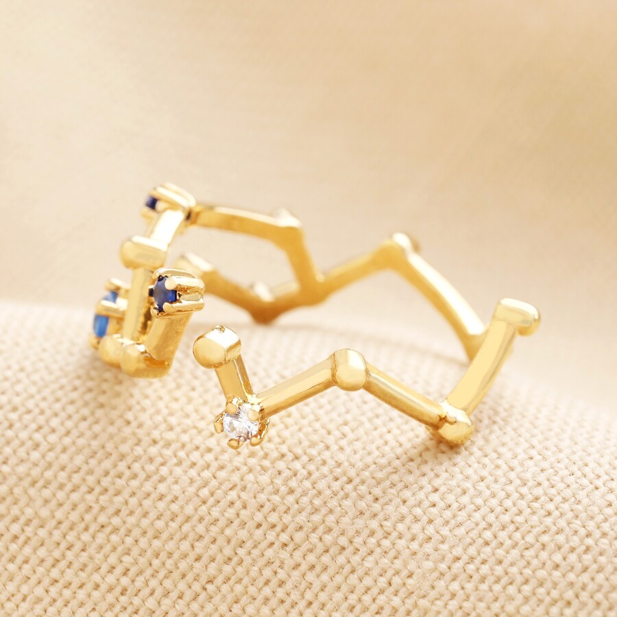 Adjustable Blue Crystal Constellation Ring Gold | Lisa Angel