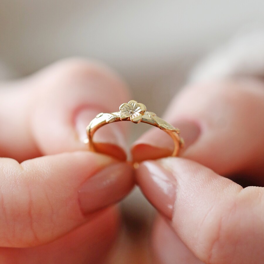 Adjustable Birth Flower Ring in Gold | Lisa Angel
