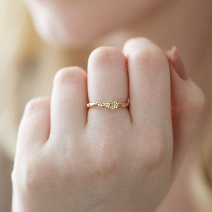 Adjustable Birth Flower Ring in Gold | Lisa Angel