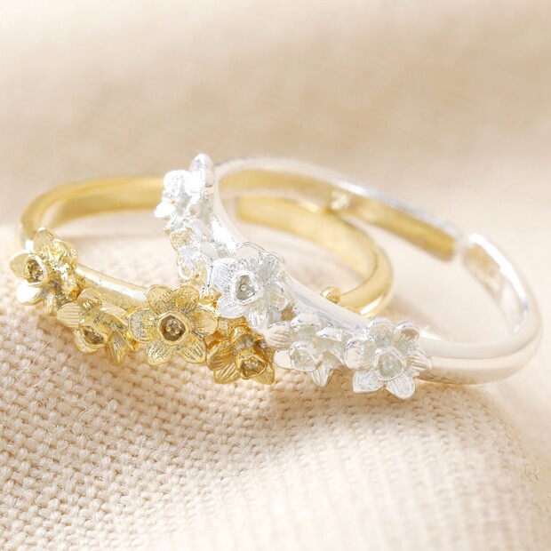 Adjustable Birth Flower Ring in Gold | Lisa Angel