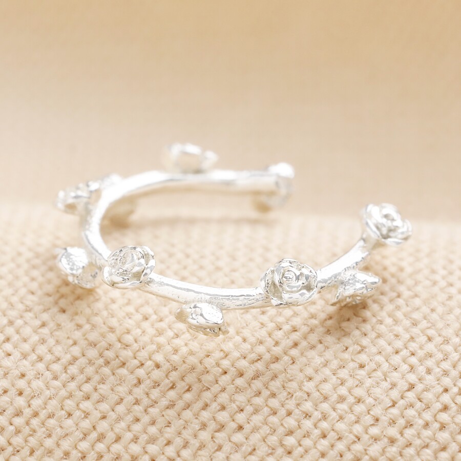 Tiny Rose Ear Cuff in Silver | Lisa Angel