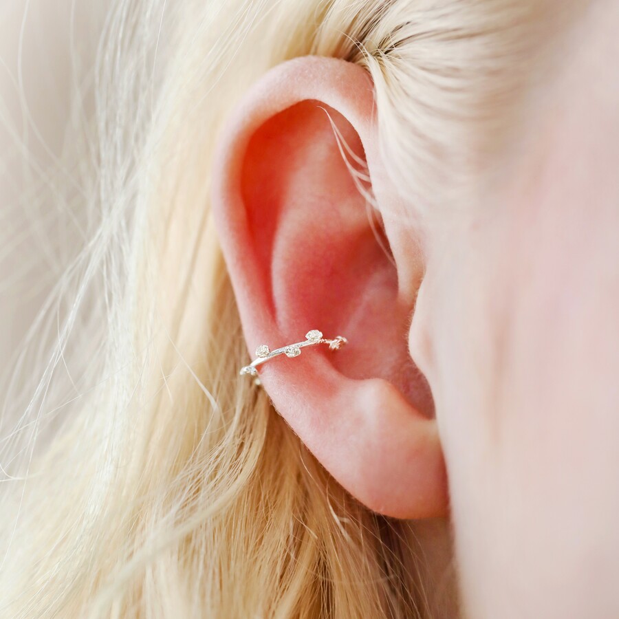 Tiny Rose Ear Cuff in Silver | Lisa Angel