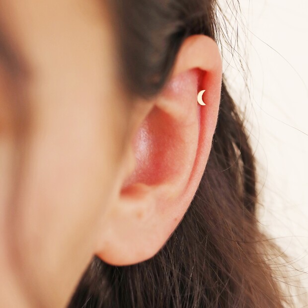 Solid Gold Moon Helix Earring | Tish Lyon | Lisa Angel