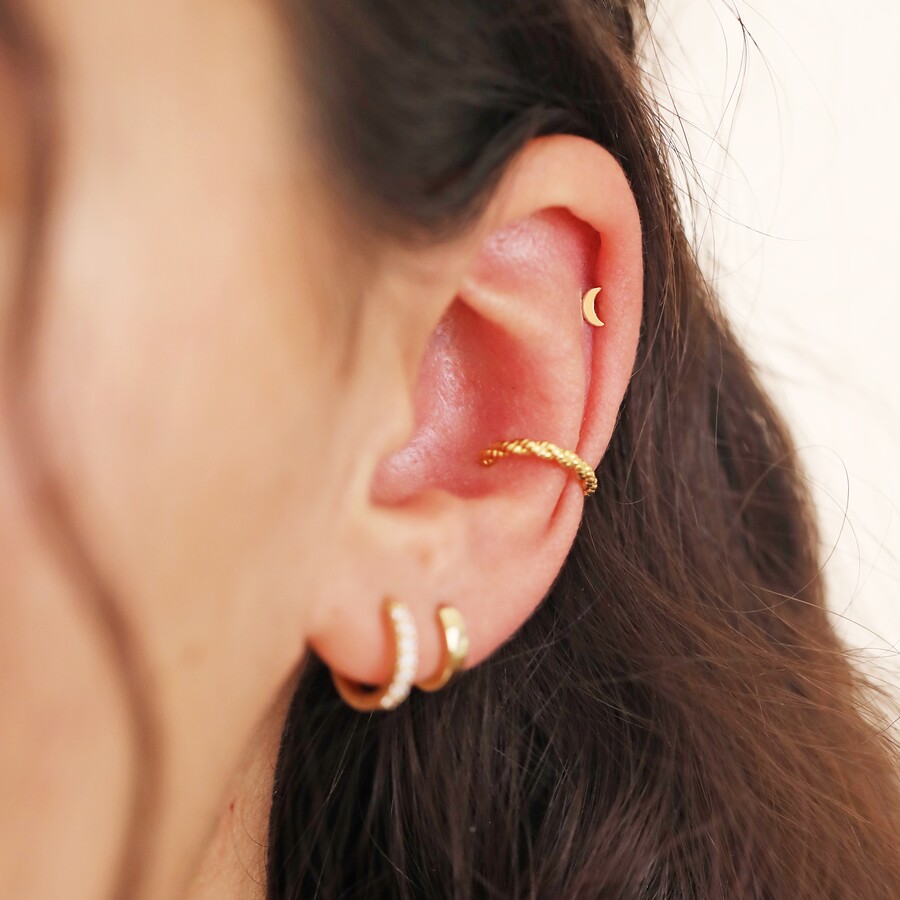 Solid Gold Moon Helix Earring | Tish Lyon | Lisa Angel