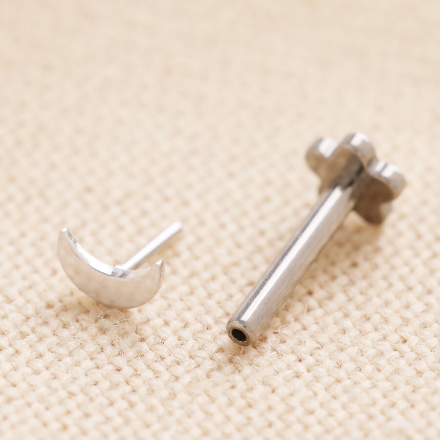 Solid White Gold Moon Helix Earring | Tish Lyon | Lisa Angel