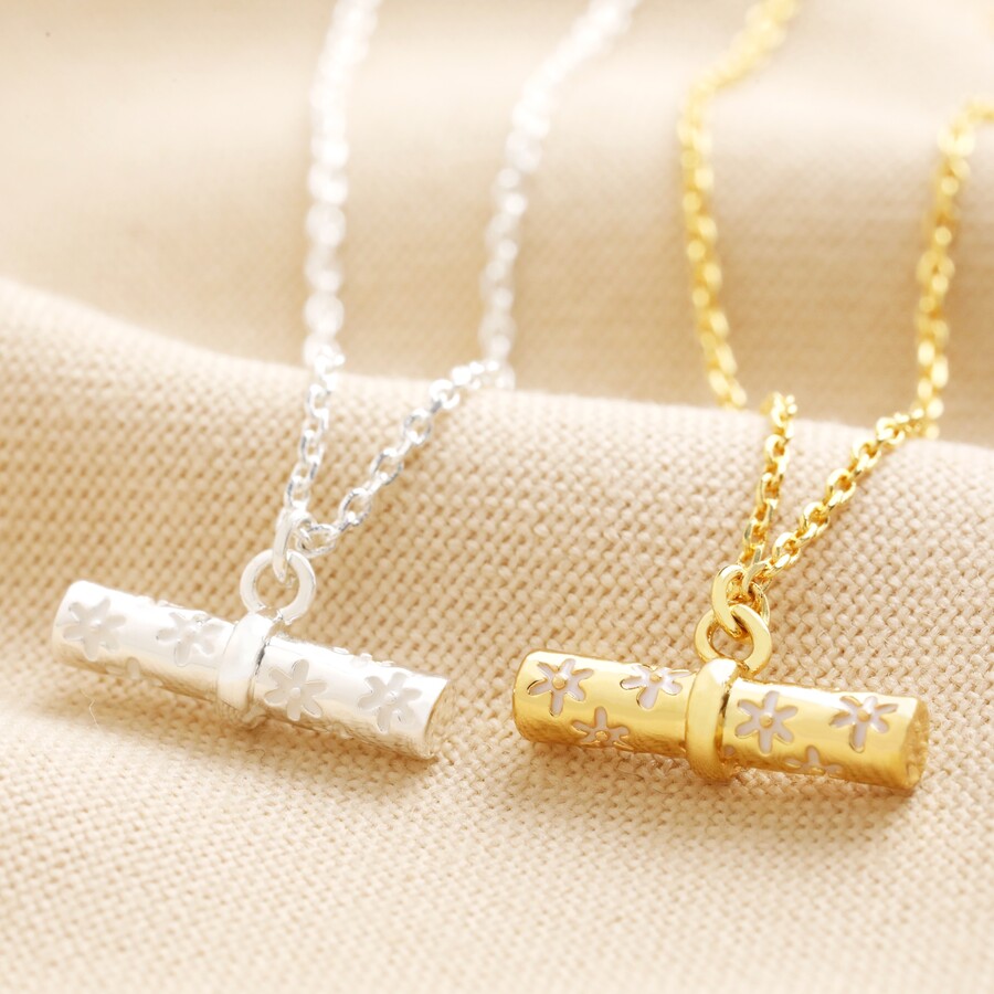 Silver Flower T-Bar Necklace | Estella Bartlett | Lisa Angel