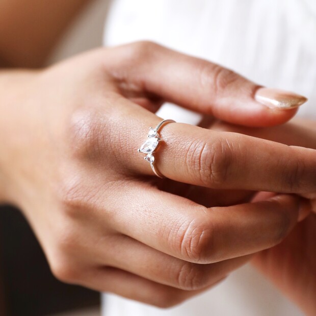 Sterling Silver Clear Crystal Ring | Lisa Angel