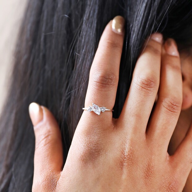 Sterling Silver Clear Crystal Ring | Lisa Angel