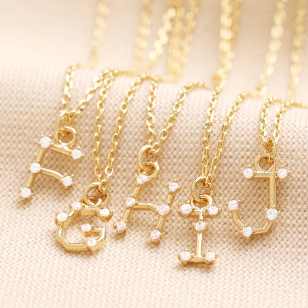 Crystal Constellation Initial Necklace in Gold | Lisa Angel