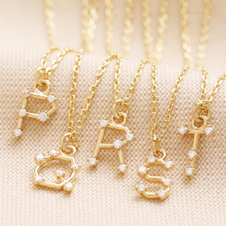 Crystal Constellation Initial Necklace in Gold | Lisa Angel