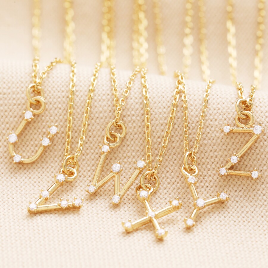 Crystal Constellation Initial Necklace in Gold | Lisa Angel
