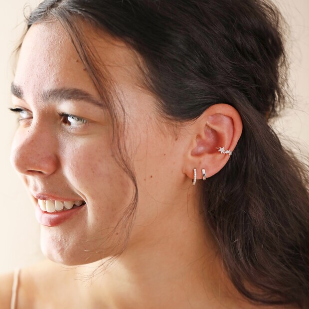 Crystal Star Ear Cuff in Silver | Lisa Angel