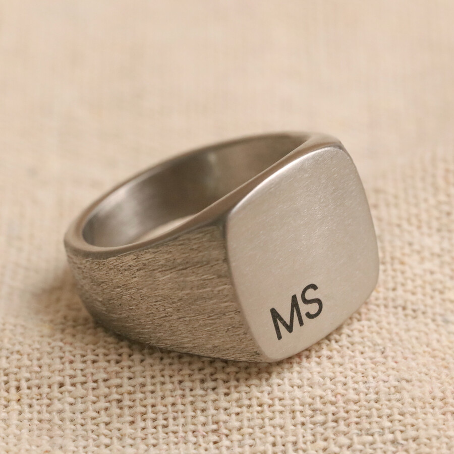 Men's Personalised Stainless Steel Signet Ring | Lisa Angel