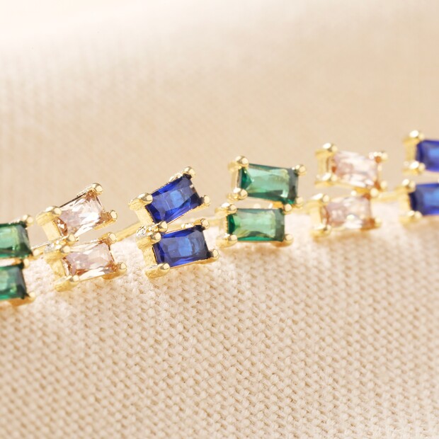 Emerald Green Stone Stud Earrings in Gold | Lisa Angel