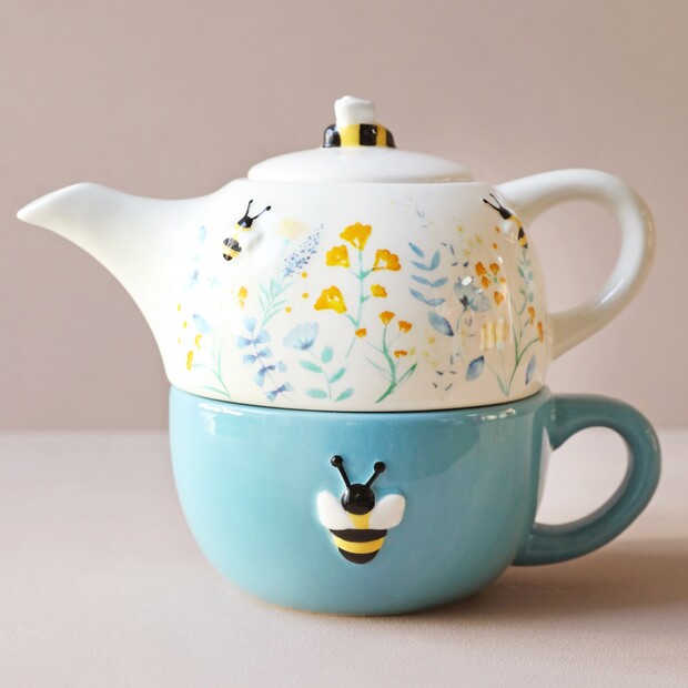 Blue Floral Ceramic Teapot and Mug Set | Lisa Angel