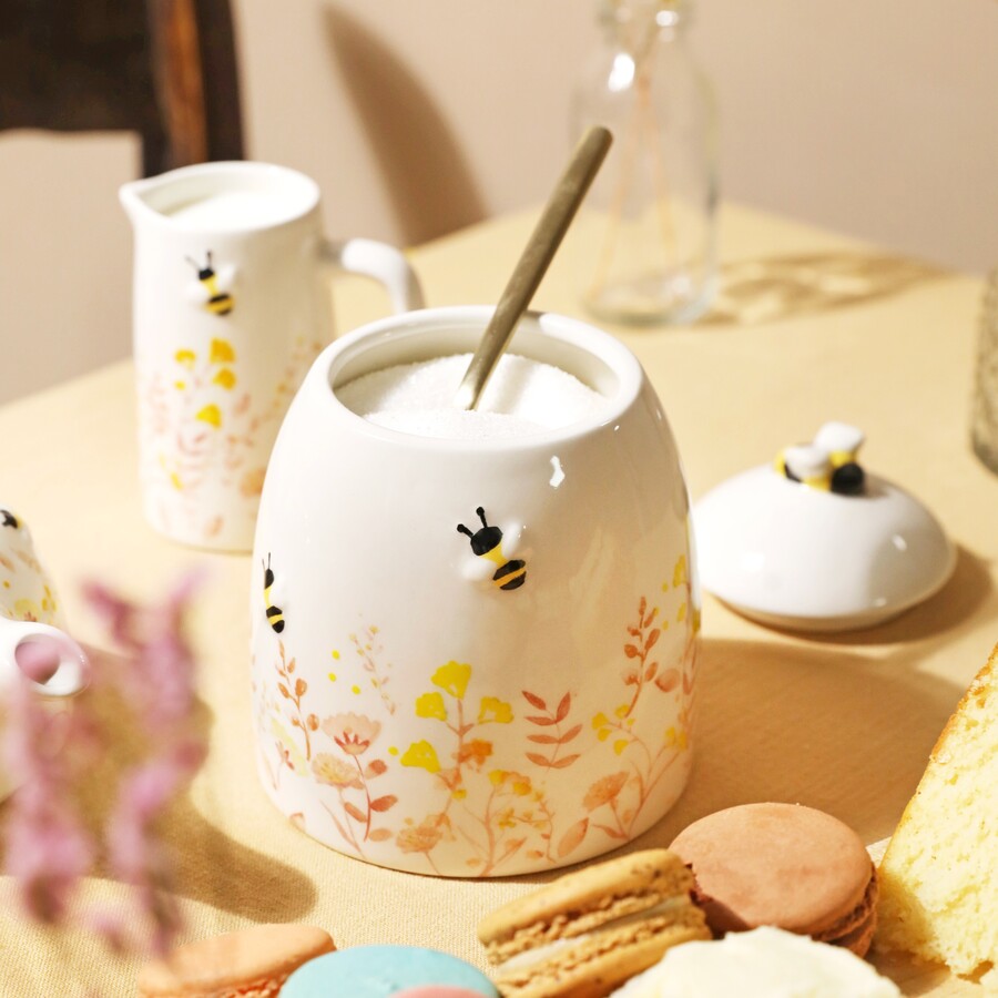 Dusky Pink Floral Bee Ceramic Jar | Lisa Angel