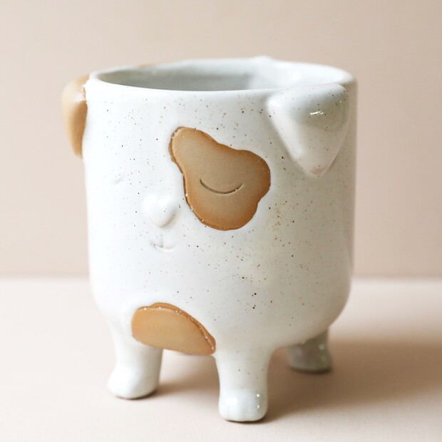 Natural Ceramic Dog Planter | Lisa Angel