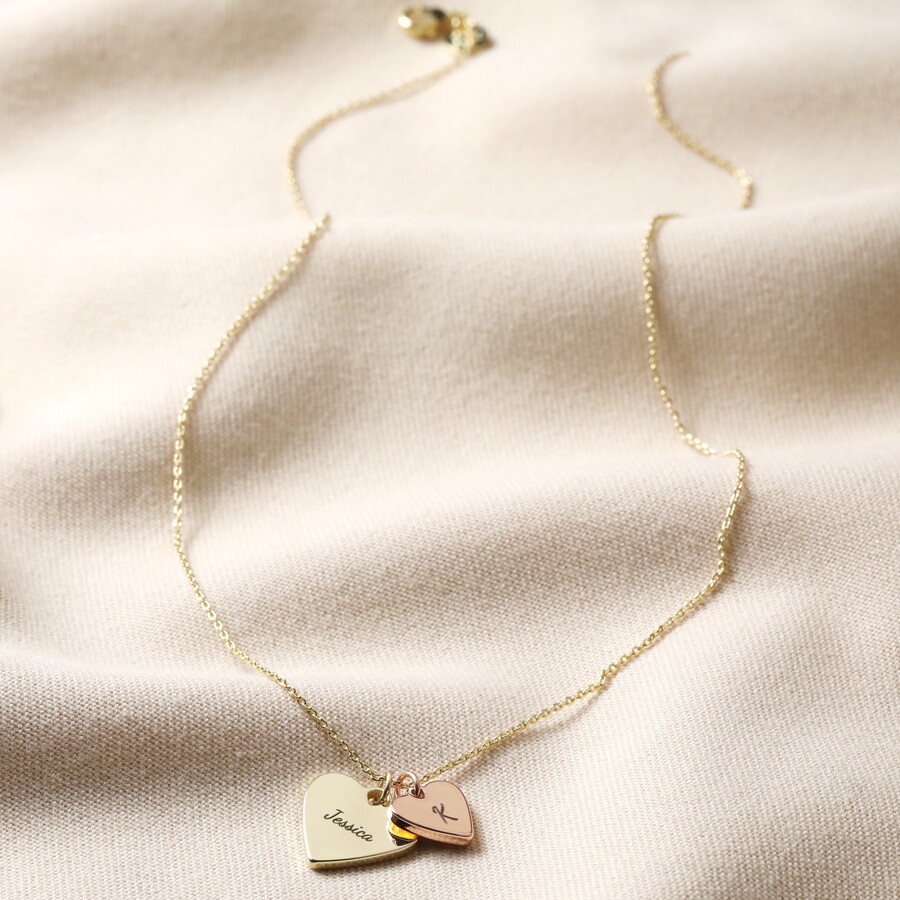 Personalised Double Wide Heart Charm Necklace | Lisa Angel