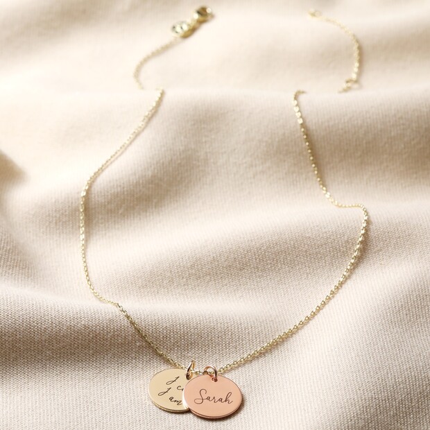 Personalised Mixed Metal Disc Charm Necklace | Lisa Angel