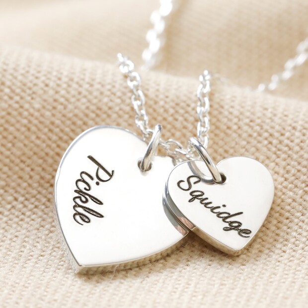 Personalised Sterling Silver Double Heart Necklace | Lisa Angel