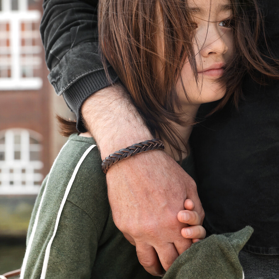 Personalised Men's Woven Leather Bracelet | Lisa Angel