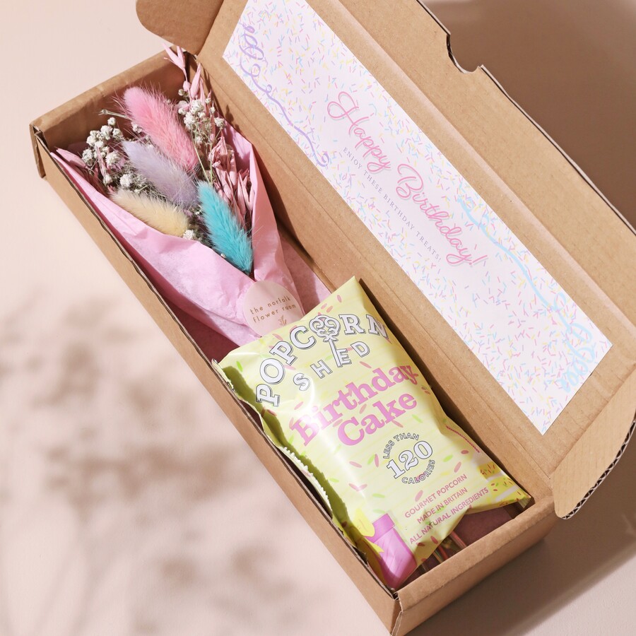 Happy Birthday Posy and Popcorn Letterbox Gift | Lisa Angel