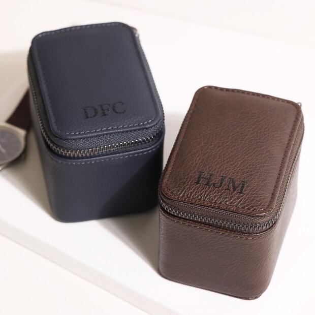 Personalised Brown Travel Watch Box | Stackers | Lisa Angel