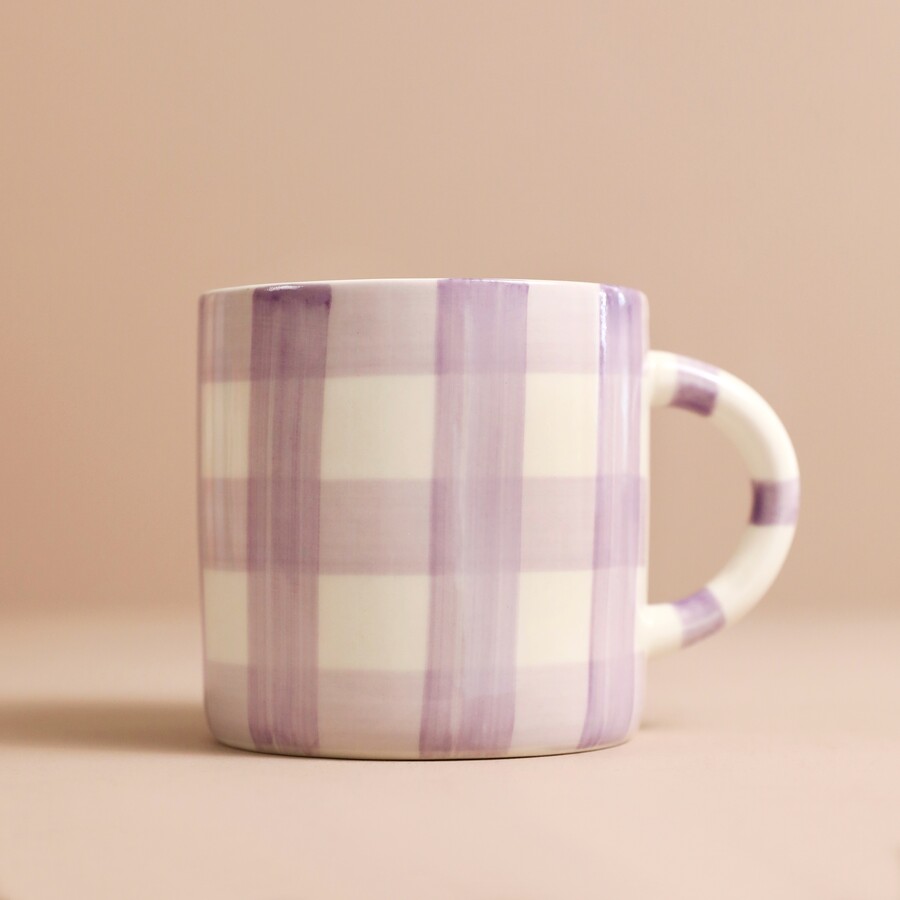 Lilac Gingham Mug | Sass & Belle | Lisa Angel