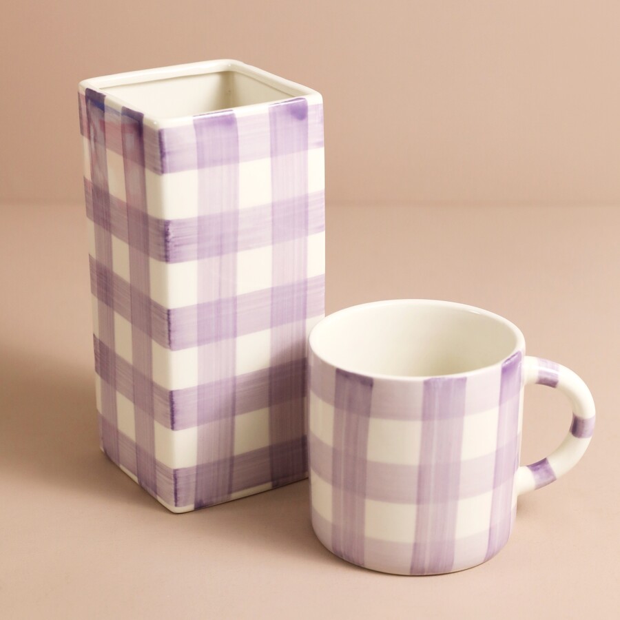 Lilac Gingham Mug | Sass & Belle | Lisa Angel