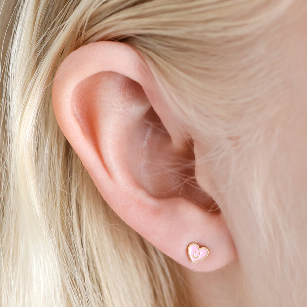 4 Mismatched Heart Face Stud Earrings in Gold | Lisa Angel