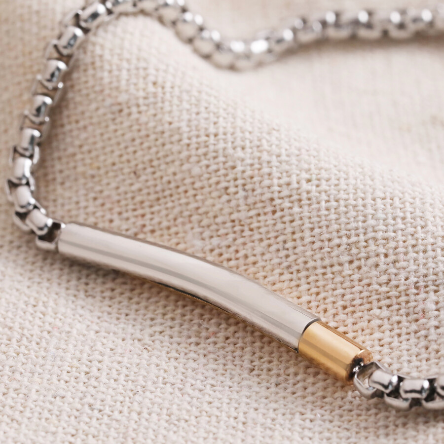 Men's Mixed Metal Round Bar Chain Bracelet | Lisa Angel