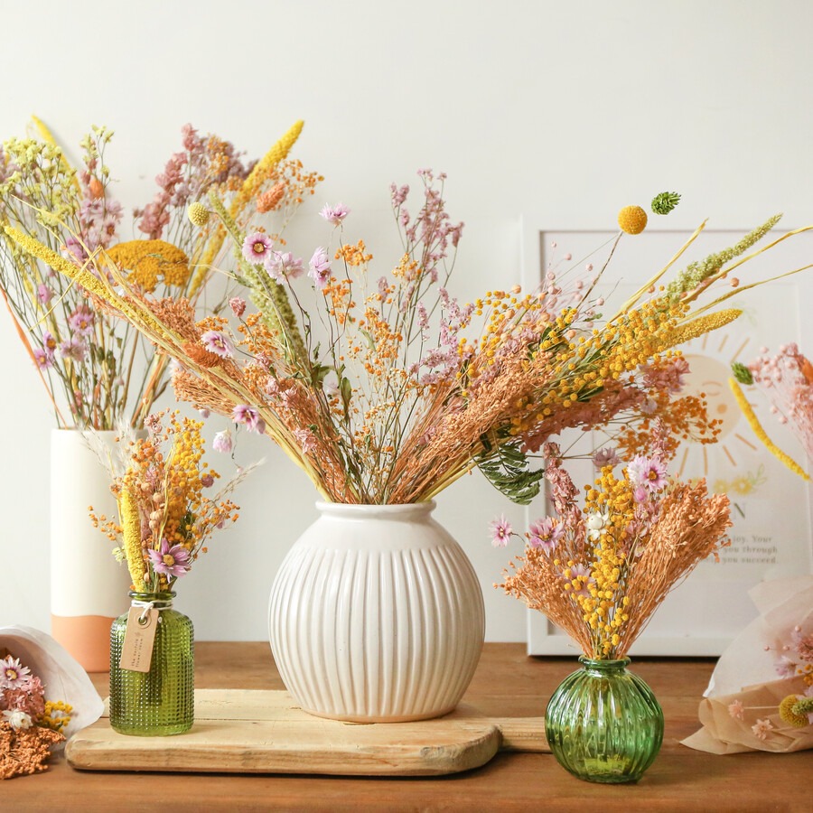 Spring Meadow Dried Flower Posy with Vase | Lisa Angel