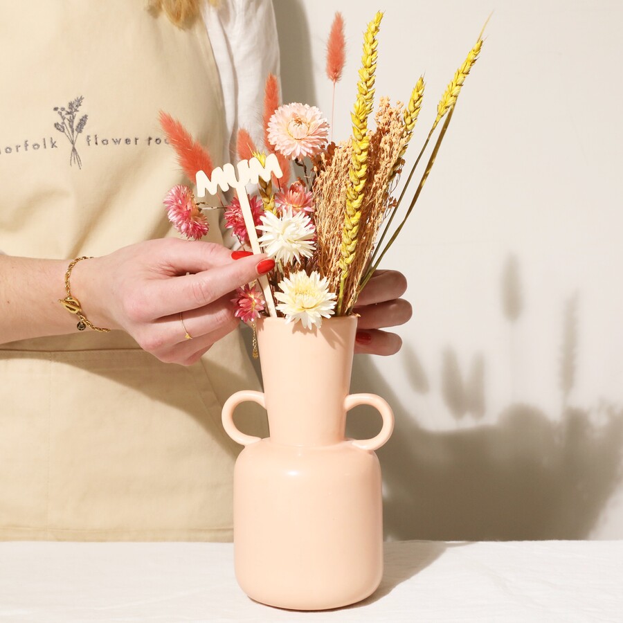 Mum Yellow and Pink Small Dried Flower Bouquet | Lisa Angel