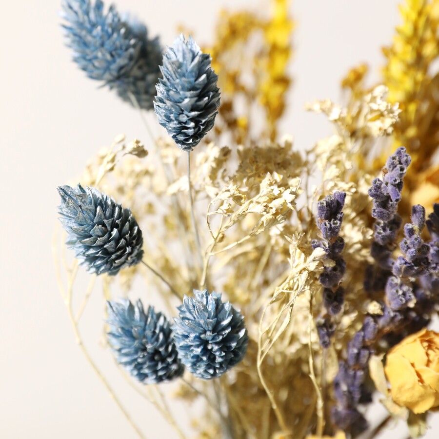 Yellow and Blue Dried Flower Posy | Lisa Angel