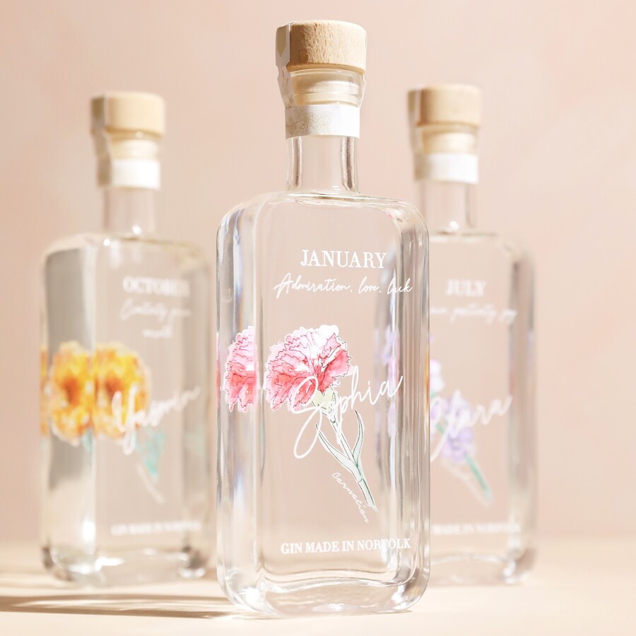 Personalised 20cl Birth Flower Gin | Lisa Angel