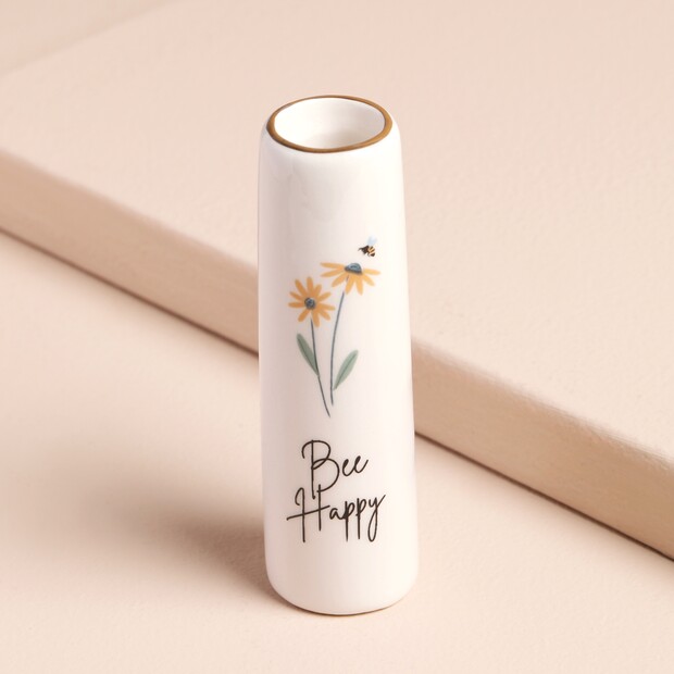 Tiny Bee Happy Ceramic Bud Vase | Home Accessories | Lisa Angel