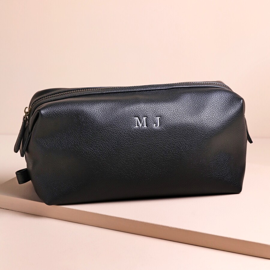 Personalised Men's Vegan Leather Wash Bag | Lisa Angel