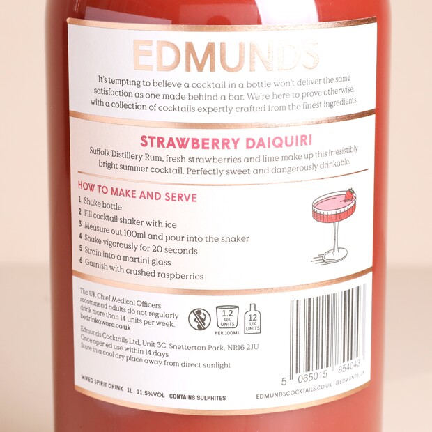 Strawberry Daiquiri Cocktail 1L | Edmunds Cocktails | Lisa Angel