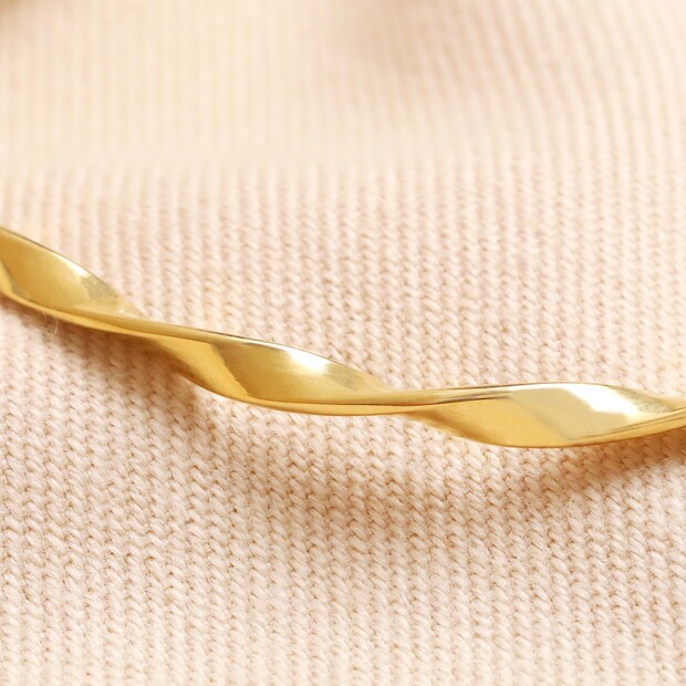 Gold Stainless Steel Twisted Bangle | Jewellery | Lisa Angel
