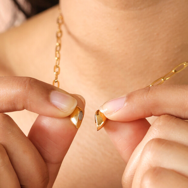 Stainless Steel Magnetic Heart Pendant Necklace in Gold | Lisa Angel